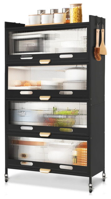 Mega Casa Steel 4-Door Accent Cabinet - Black - Transitional - Accent ...