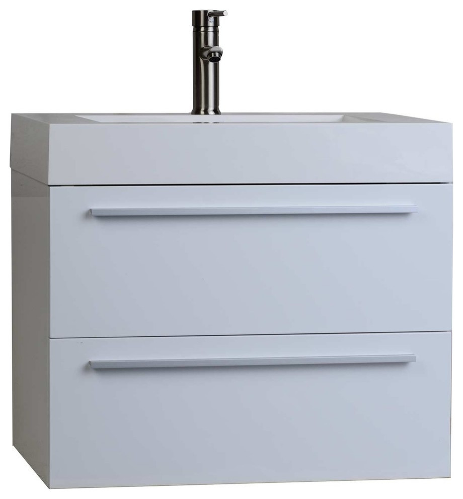ConceptBaths 27" Single Bath Vanity Set, High Gloss White - Modern ...