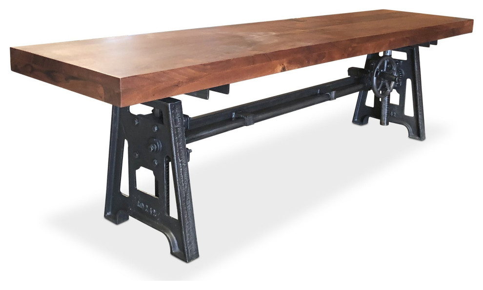 Industrial Dining Bench Seat - Cast Iron Base - Adjustable Height ...