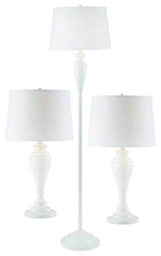 Kenroy Home Alpine 3-Pack Lamps Gloss White Finish - 80013WH ...