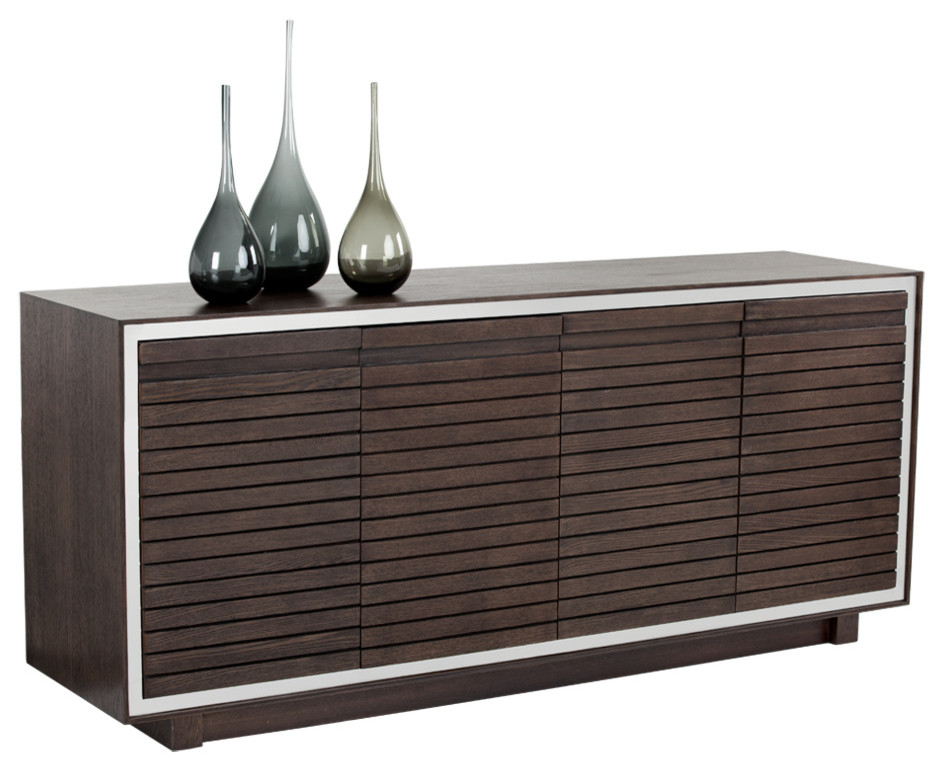 Cora 71" Espresso Sideboard with Stainless Steel Accent - Transitional ...