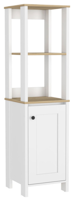 St. Clair Linen Cabinet, Bathroom, Light Oak/White - Transitional ...