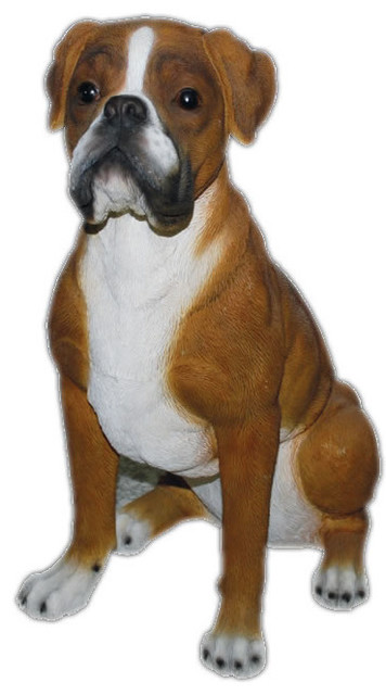 Realistic Boxer Dog Garden Statue, 10" - Contemporary - Garden Statues ...
