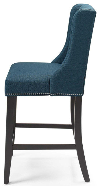 Counter Stool Chair, Fabric, Wood, Navy Blue, Modern, Bar Cafe Bistro ...