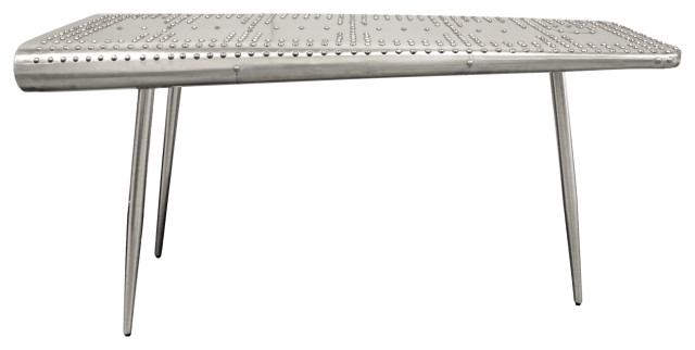 Pilot Console Table with Silver Aluminum Cladding and Exposed Steel ...