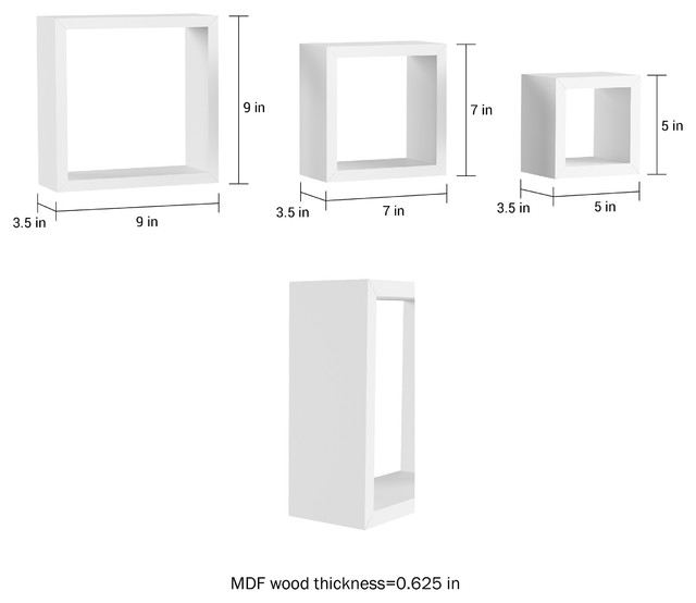Lavish Home Floating Square Cube Wall Shelf Set - Contemporary ...