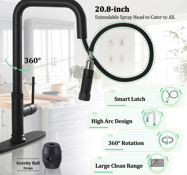 Modern Kitchen Faucet, Swiveling Design & Unique Hexagonal Handle ...