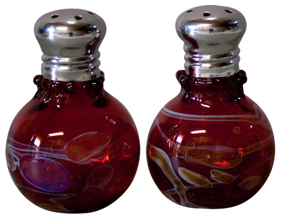Mini Abstract Red Salt and Pepper Shaker Set - Transitional - Salt And ...