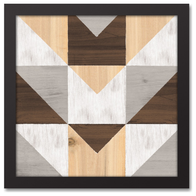 Geometric Wood Pattern 12x12 Black Framed Canvas, 12x12 - Contemporary ...