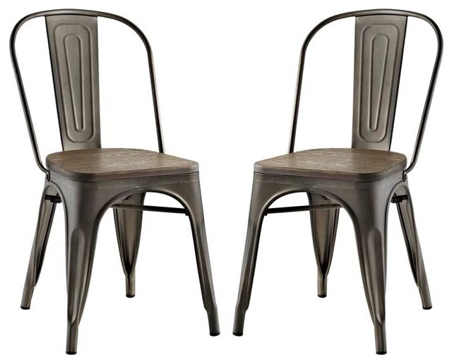 Modern Brown Promenade Dining Side Chair Set of 2, 20"Lx17.5"Wx34"H ...