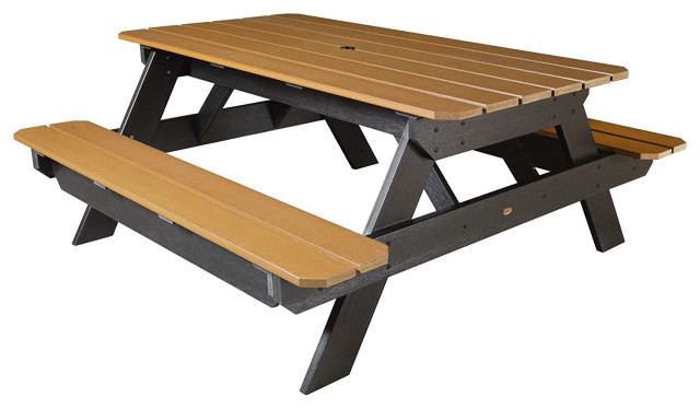 Outdoor Picnic Dining Table, Slatted Weatherproof Top & Seats ...
