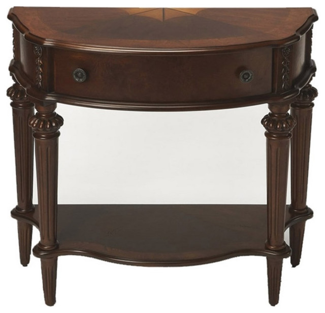 Beaumont Lane Traditional Rubber Wood Console Table in Cherry Brown/Walnut - Traditional ...