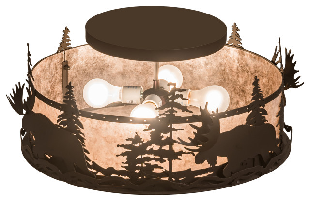 24 Wide Moose at Dusk Flushmount - Rustic - Flush-mount Ceiling ...