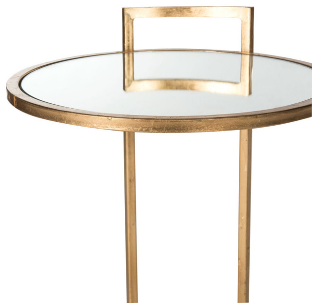 Katlyn Round Gold Leaf End Table Antique Gold - Contemporary - Side ...