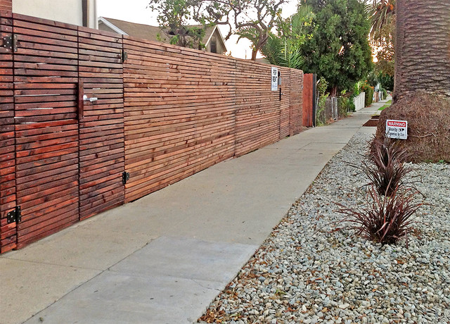Custom Fence & Gate--Wood Slat - Los Angeles - by Flores Artscape ...