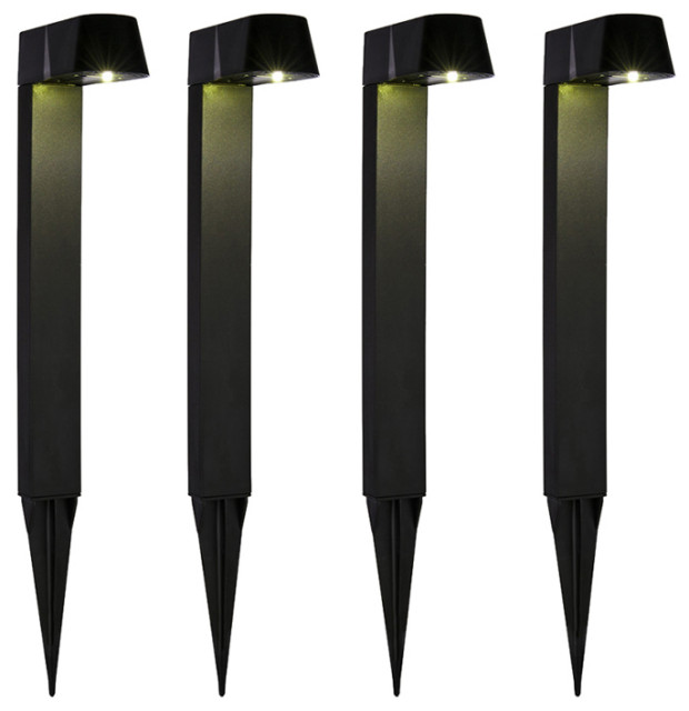 Solar Black Modern Pathway LED Light Set of 4 - Transitional - Path ...