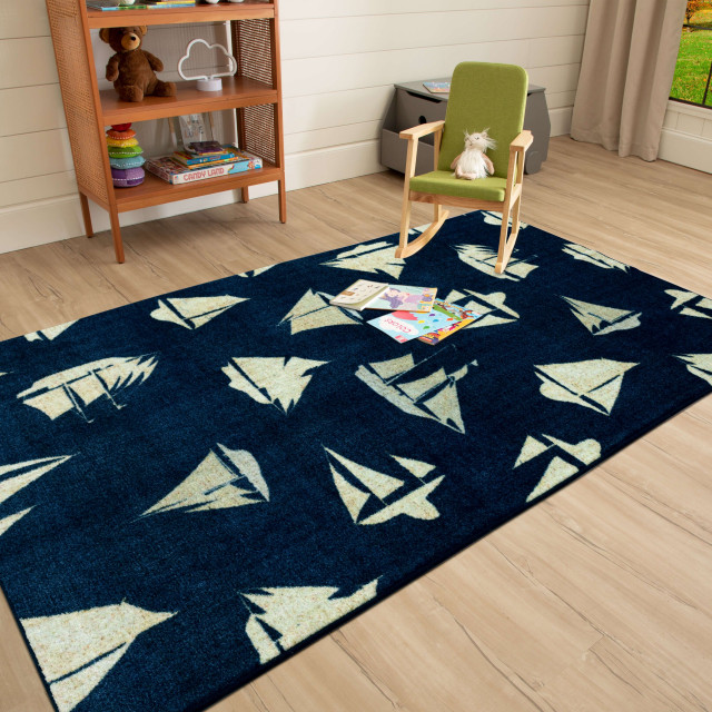 Mohawk Home Blue Boats Navy 5' x 8' Area Rug, 5' x 8' - Beach Style ...