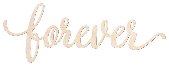 Forever Script Wood Cut Sign, 18"x7" - Contemporary - Novelty Signs ...