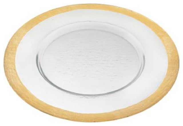 Round Gold Border Glass Charger Plate - Contemporary - Charger Plates ...