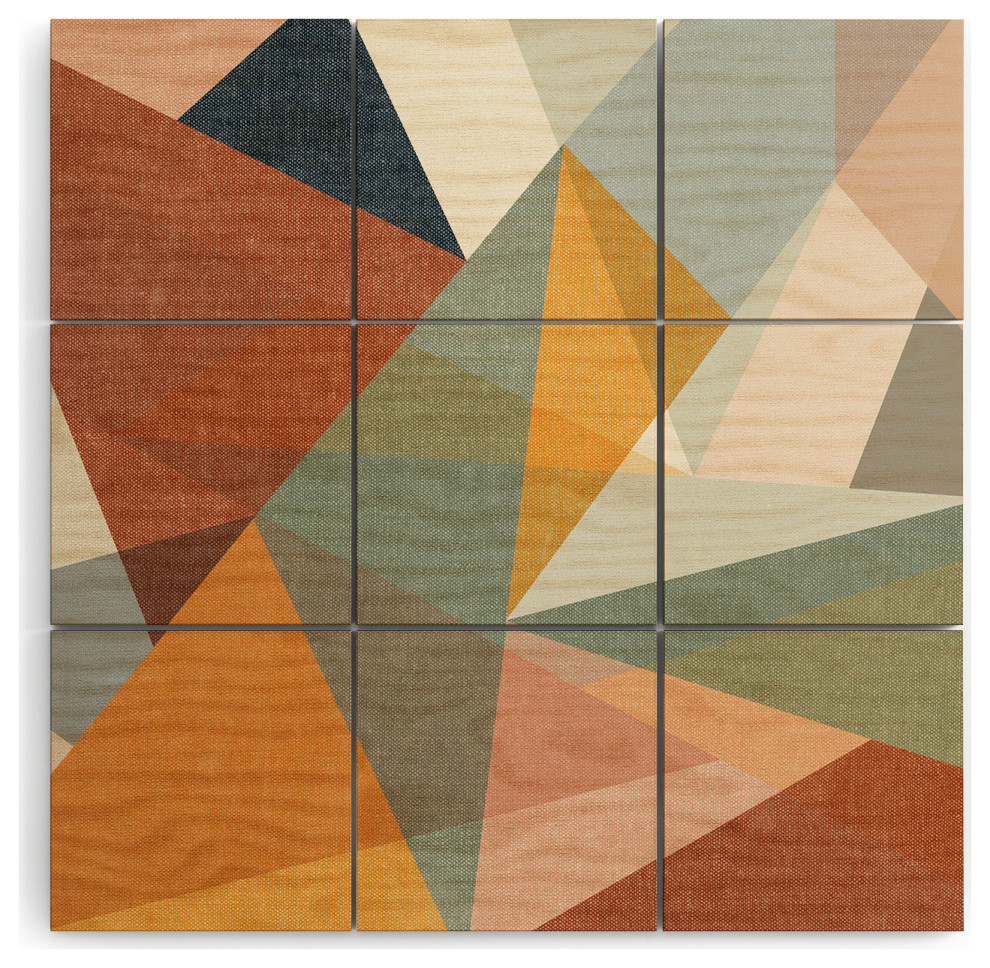 Little Arrow Design Co Modern Triangle Mosaic Multi Wood Wall Mural ...