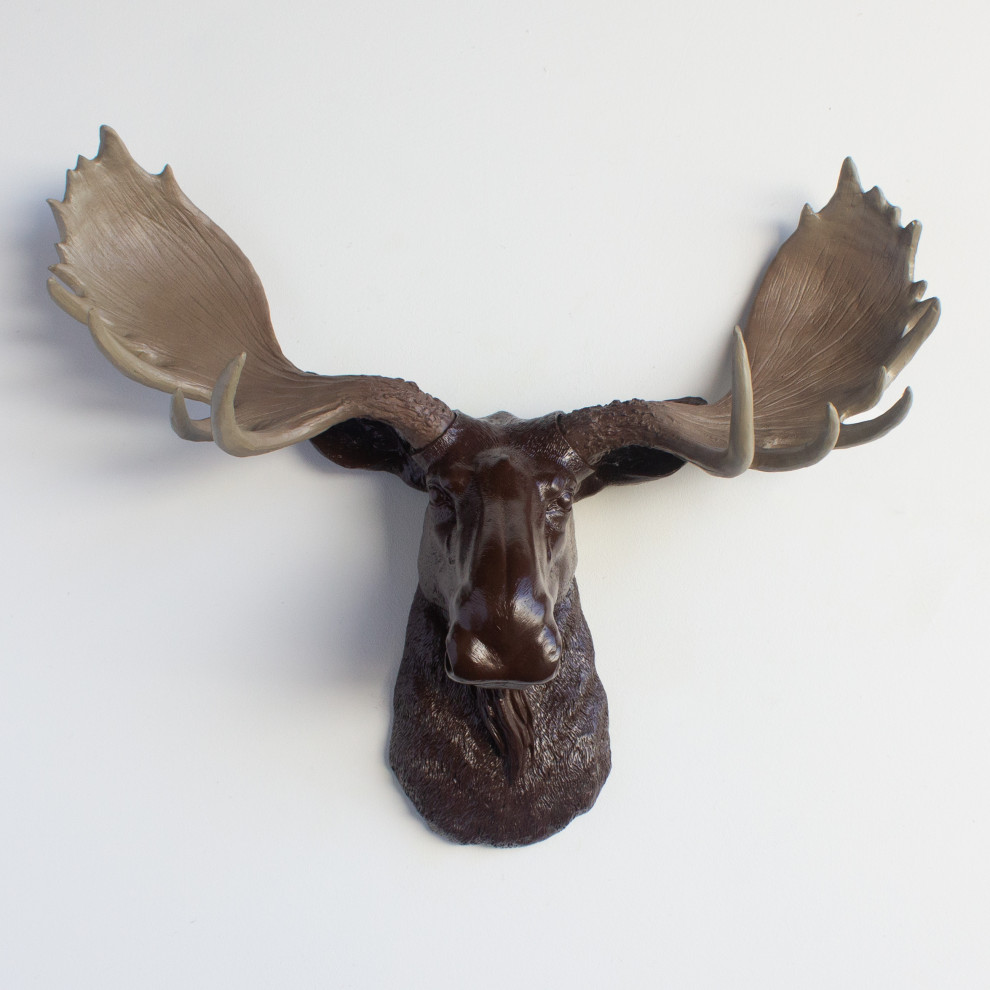 Faux Taxidermy Moose Head Wall Mount - Rustic - Wall Sculptures - by ...