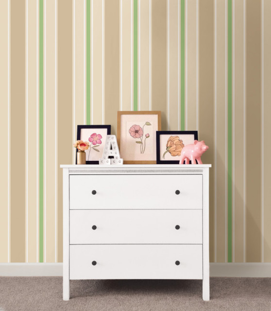 Sunshine Stripe Light Green Stripe Wallpaper - Contemporary - Kids Wall ...