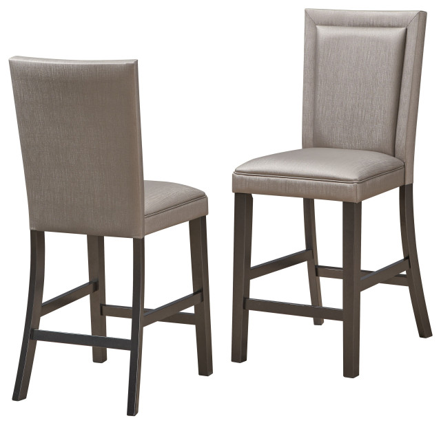Caputo Counter Height Dining Side Chairs, Gray Vinyl and Wood, Set of 2 ...