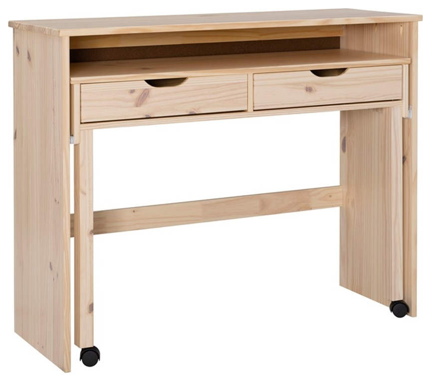 Urbanpro Modern Extendable Wooden Console Desk with Two Roomy Drawers ...