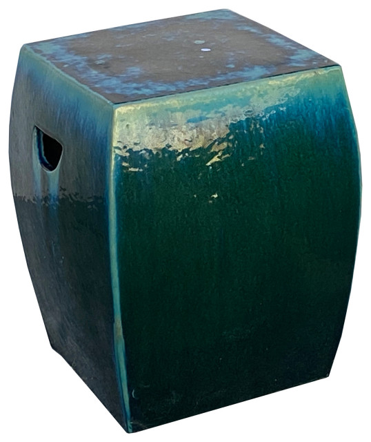 Chinese Ceramic Clay Green Glaze Square Flat Solid Garden Stool Hws918 ...