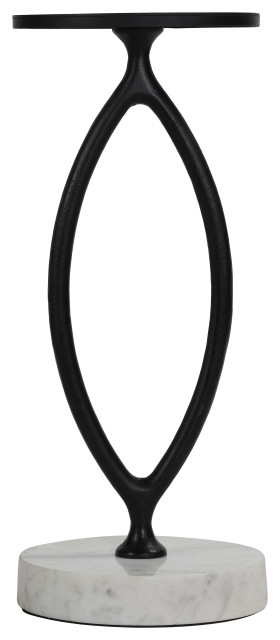 Bare Decor Aztec Table, Black Metal With White Marble Stone Base ...