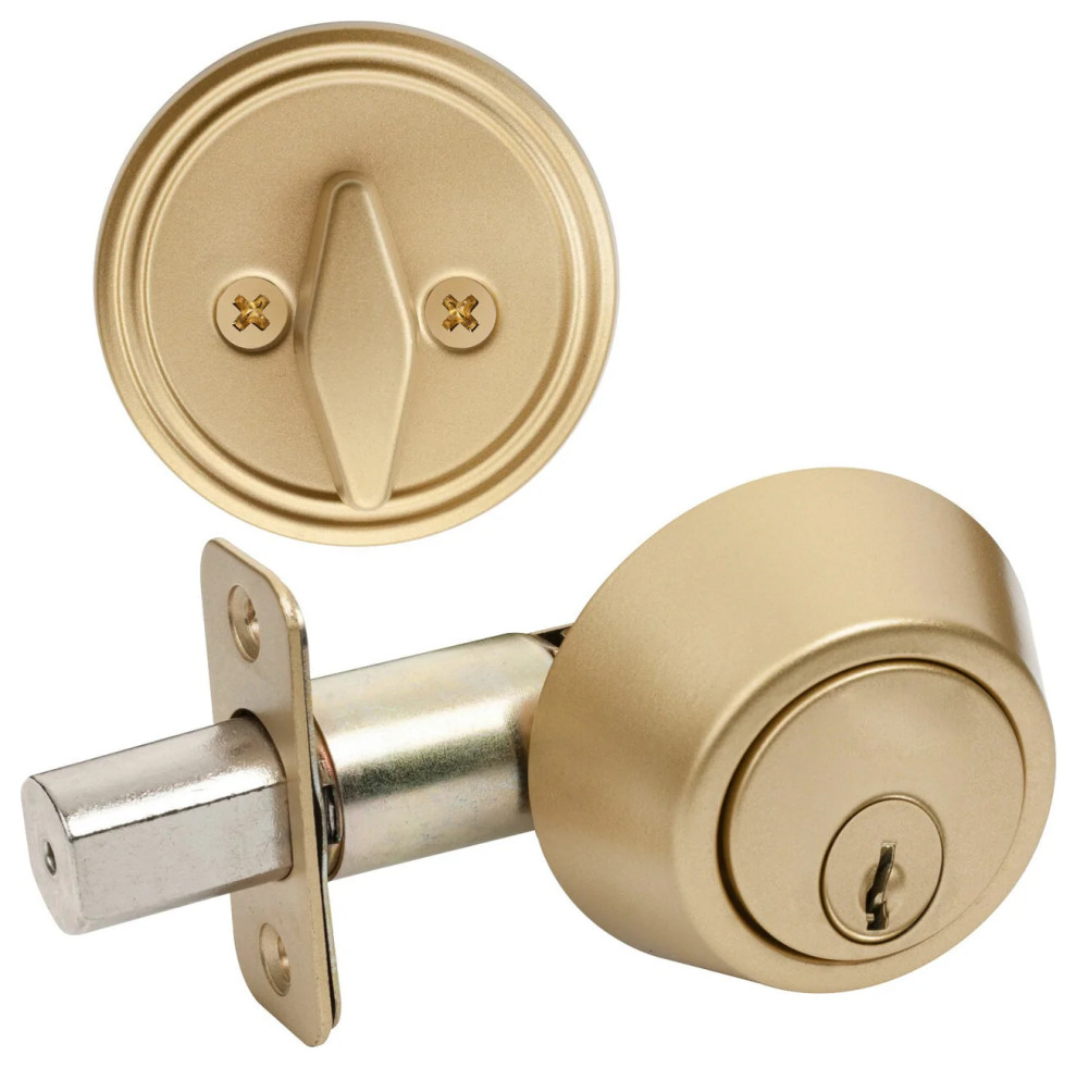 Designers Impressions Satin Brass Single Cylinder Deadbolt ...