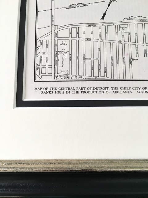 Vintage Detroit City Map, Framed Original Detroit, MI Map- Authentic ...