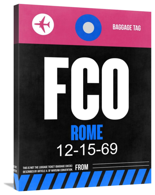 "FCO Rome Luggage Tag 2" Fine Art Print, 24" x 32" - Modern - Prints ...
