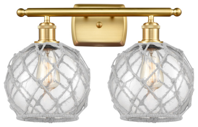 Ballston Farmhouse Rope 2 Light Bathroom Vanity Light in Satin Gold ...