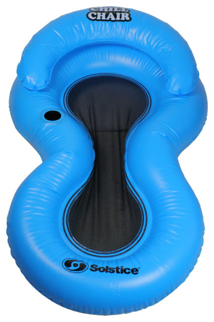 61" Inflatable Blue Chill Swimming Pool Floating Lounge Chair - Modern ...