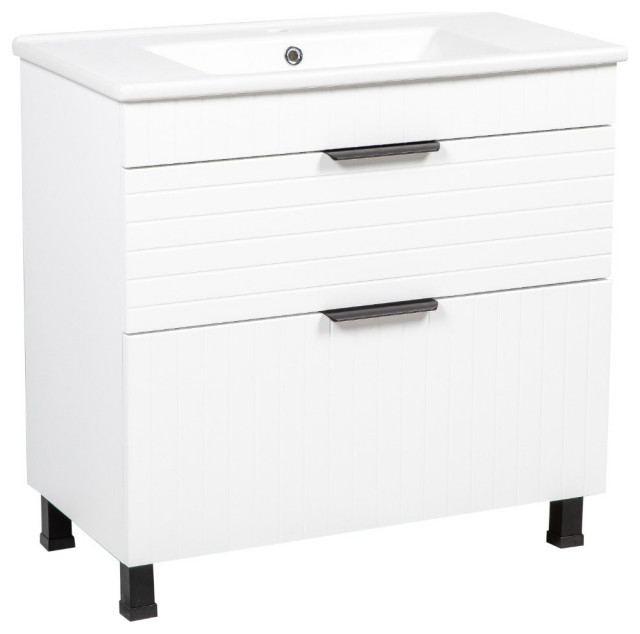 Modern Free Standing Bathroom Vanity | Trevi White Matte 26", 34 ...