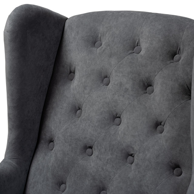 Baxton Jamir Grey Fabric and Dark Brown Wood Rocking Chair ...