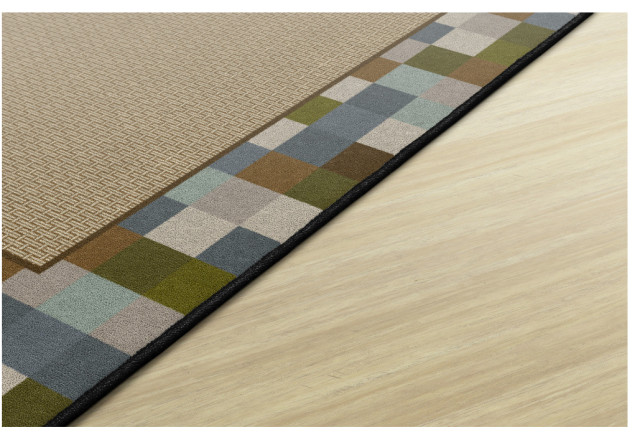 Flagship Carpets FM180-22A 4'x6' Border Blocks Teal Educational Rug ...