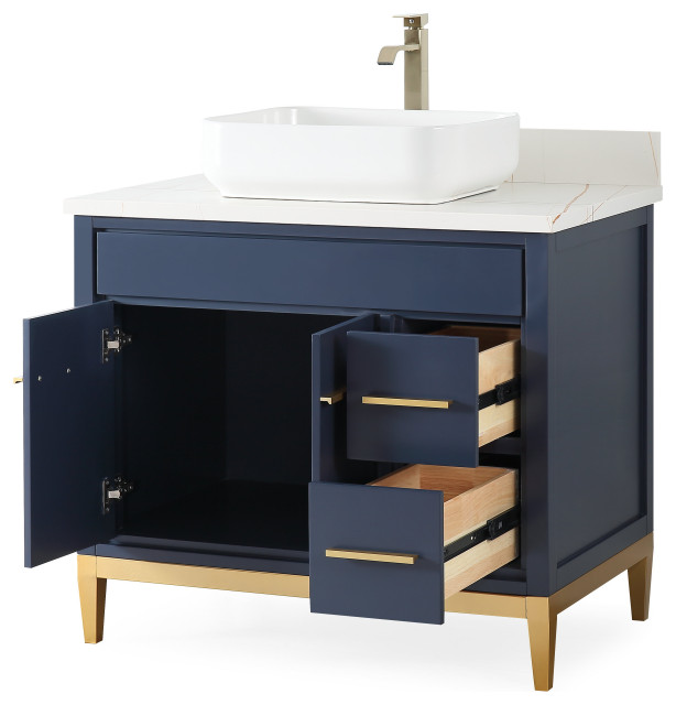36" Navy Blue Beatrice Vessel Sink Bathroom Vanity - TB-9936NB-36NU ...