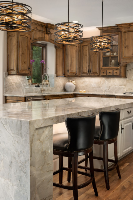 Backlit Granite Bar & Custom Granite Kitchen - Traditional - Kitchen ...