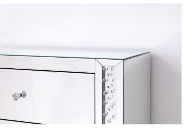 34" Clear Crystal Mirrored Five Drawer Cabinet - Contemporary ...