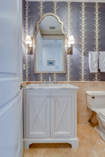 Blue and White Coastal - Beach Style - Powder Room - Other - by ...