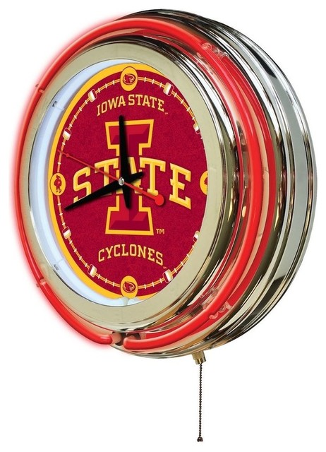 Iowa State Neon Clock - Contemporary - Wall Clocks - by Holland Bar ...
