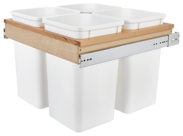 Wood Top Mount Pull Out Quad Trash Container - Contemporary - Trash ...