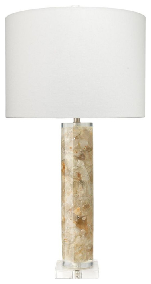 Elegant Calcite Stone Column Table Lamp 31 in Natural Dramatic Faceted ...