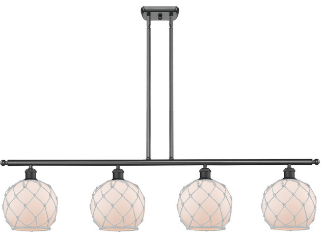 Ballston Farmhouse Rope 3 Light Island Light in Matte Black - Beach ...