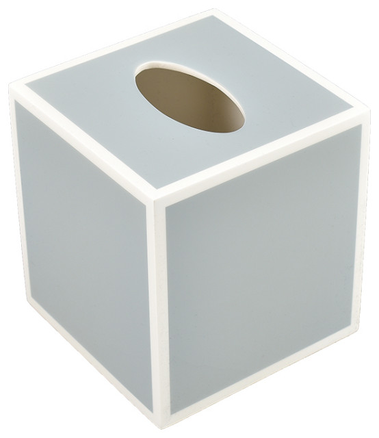 Cool Gray & White Lacquer Tissue Box - Contemporary - Tissue Box ...