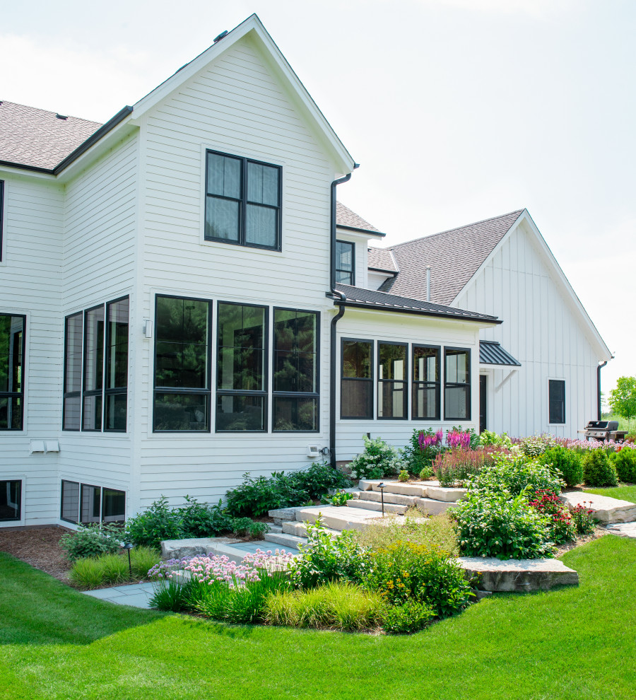 Modern Farmhouse Stone Steps - Mequon, WI - Farmhouse - Landscape ...