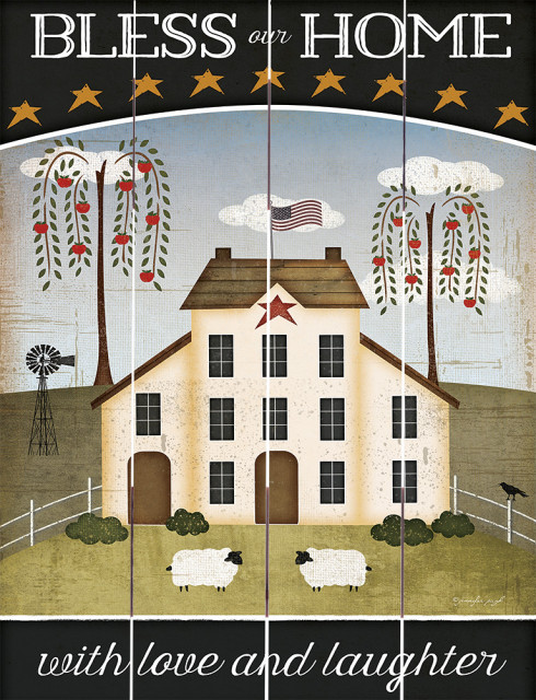 Bless Our Home, With Love and Laughter Pallet Art - Farmhouse - Prints ...