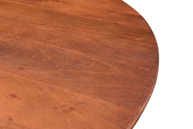 Round 60" Wide Mango Wood 3-Legged Dining Table, Brown - Transitional ...